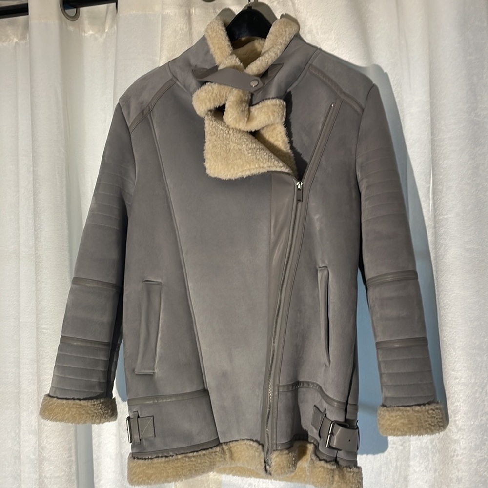 Zara Faux Shearling Faux Suede Coat - Gem